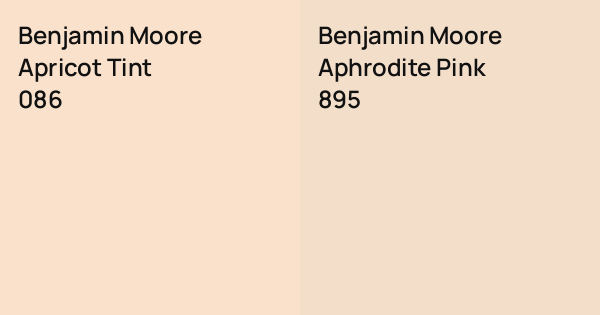 Benjamin Moore Apricot Tint vs. Benjamin Moore Aphrodite Pink comparison