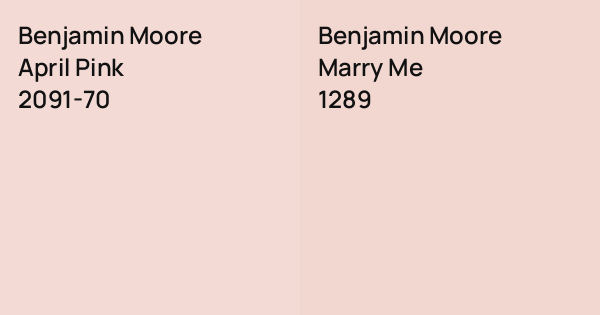 Benjamin Moore April Pink vs. Benjamin Moore Marry Me comparison