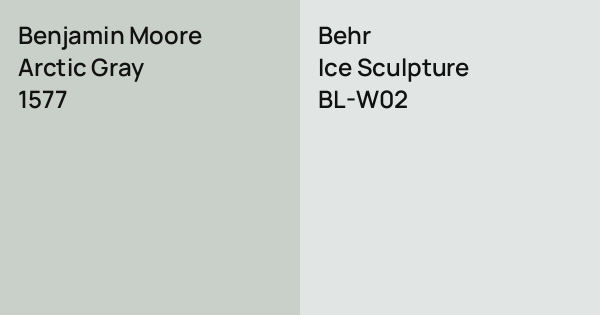 Benjamin Moore Arctic Gray vs. Behr Ice Sculpture comparison