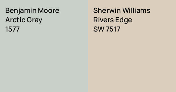Benjamin Moore Arctic Gray vs. Sherwin Williams Rivers Edge comparison