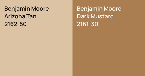 Benjamin Moore Arizona Tan vs. Benjamin Moore Dark Mustard comparison