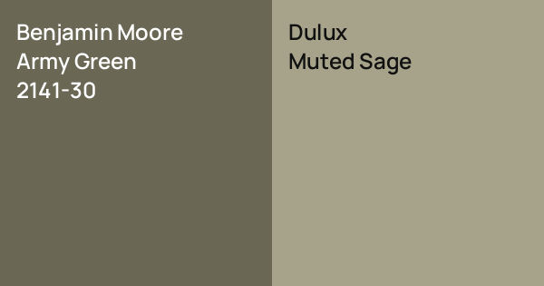 Benjamin Moore Army Green vs. Dulux Muted Sage comparison