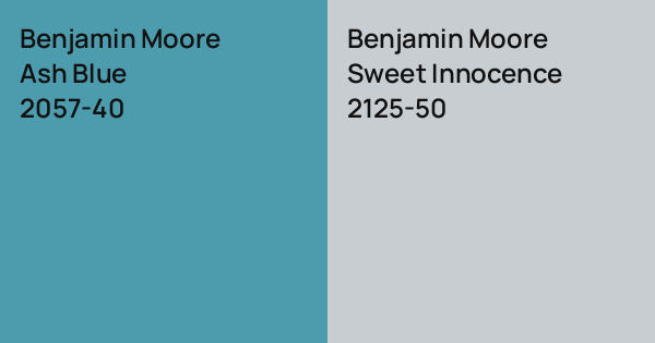 Benjamin Moore Ash Blue vs. Benjamin Moore Sweet Innocence comparison
