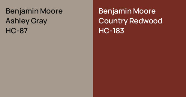 Benjamin Moore Ashley Gray vs. Benjamin Moore Country Redwood comparison