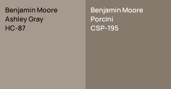 Benjamin Moore Ashley Gray vs. Benjamin Moore Porcini comparison