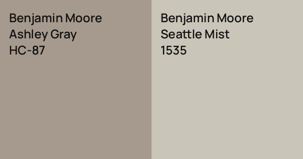 Benjamin Moore Ashley Gray vs. Benjamin Moore Seattle Mist comparison