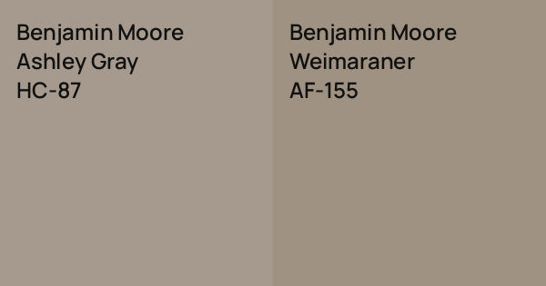 Benjamin Moore Ashley Gray vs. Benjamin Moore Weimaraner comparison