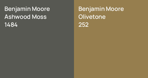 Benjamin Moore Ashwood Moss vs. Benjamin Moore Olivetone comparison