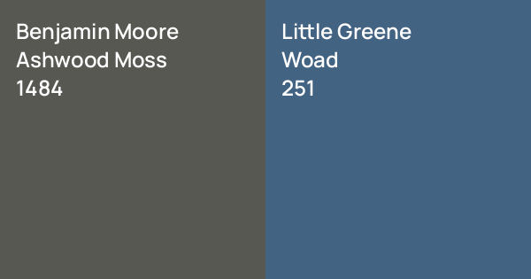 Benjamin Moore Ashwood Moss vs. Little Greene Woad comparison