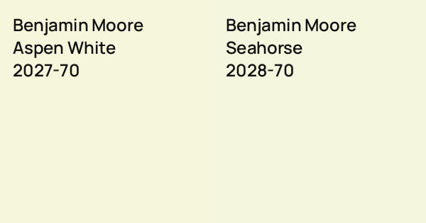 Benjamin Moore Aspen White vs. Benjamin Moore Seahorse comparison