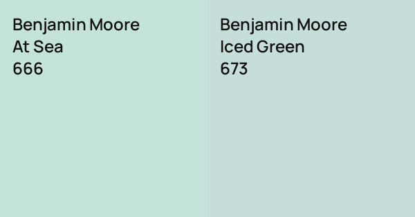 Benjamin Moore At Sea vs. Benjamin Moore Iced Green comparison