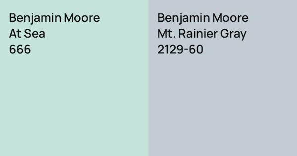 Benjamin Moore At Sea vs. Benjamin Moore Mt. Rainier Gray comparison