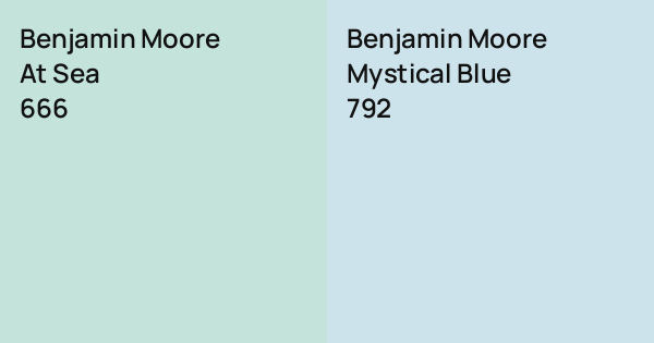 Benjamin Moore At Sea vs. Benjamin Moore Mystical Blue comparison