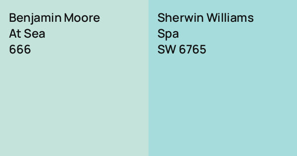 Benjamin Moore At Sea vs. Sherwin Williams Spa comparison