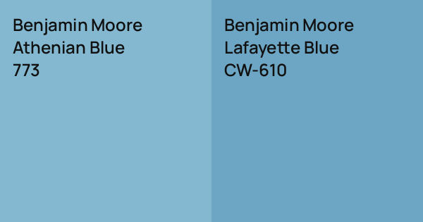 Benjamin Moore Athenian Blue vs. Benjamin Moore Lafayette Blue comparison