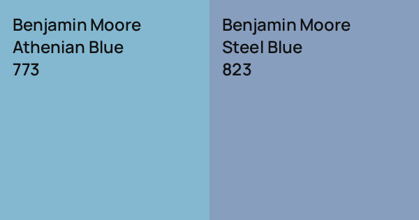 Benjamin Moore Athenian Blue vs. Benjamin Moore Steel Blue comparison