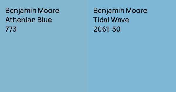 Benjamin Moore Athenian Blue vs. Benjamin Moore Tidal Wave comparison