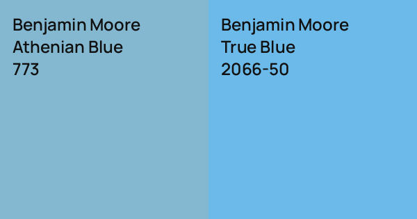 Benjamin Moore Athenian Blue vs. Benjamin Moore True Blue comparison