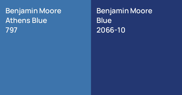 Benjamin Moore Athens Blue vs. Benjamin Moore Blue comparison