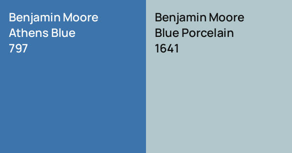Benjamin Moore Athens Blue vs. Benjamin Moore Blue Porcelain comparison