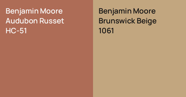 Benjamin Moore Audubon Russet vs. Benjamin Moore Brunswick Beige comparison