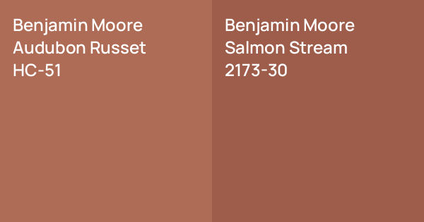 Benjamin Moore Audubon Russet vs. Benjamin Moore Salmon Stream comparison