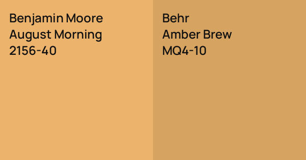 Benjamin Moore August Morning vs. Behr Amber Brew comparison