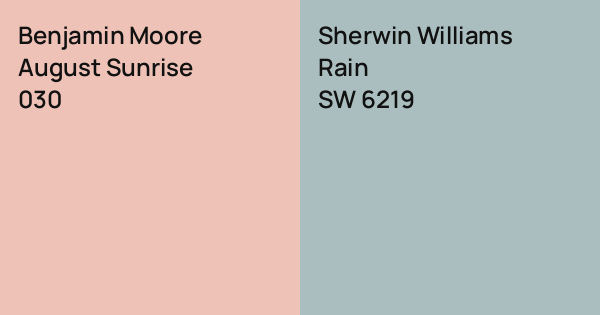 Benjamin Moore August Sunrise vs. Sherwin Williams Rain comparison