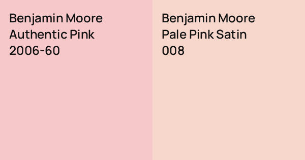 Benjamin Moore Authentic Pink vs. Benjamin Moore Pale Pink Satin comparison