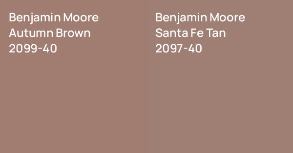 Benjamin Moore Autumn Brown vs. Benjamin Moore Santa Fe Tan comparison