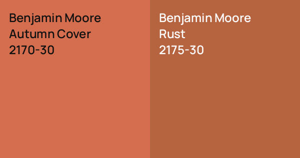 Benjamin Moore Autumn Cover vs. Benjamin Moore Rust comparison