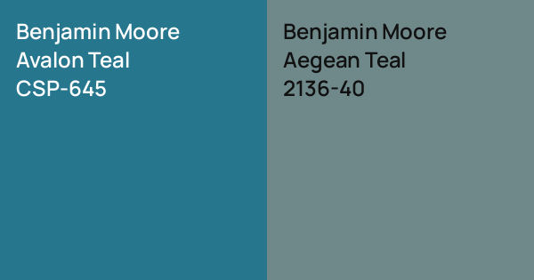 Benjamin Moore Avalon Teal vs. Benjamin Moore Aegean Teal comparison