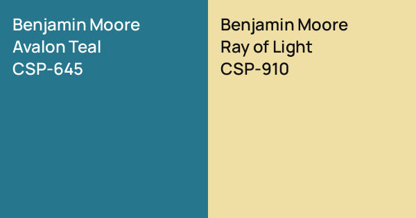 Benjamin Moore Avalon Teal vs. Benjamin Moore Ray of Light comparison