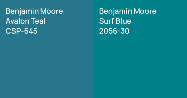 Benjamin Moore Avalon Teal vs. Benjamin Moore Surf Blue comparison