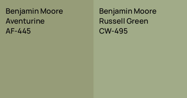 Benjamin Moore Aventurine vs. Benjamin Moore Russell Green comparison
