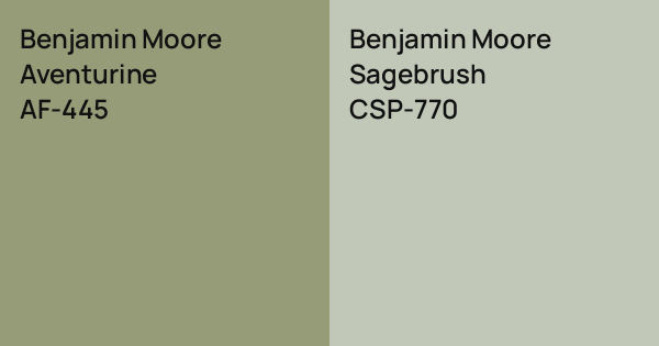 Benjamin Moore Aventurine vs. Benjamin Moore Sagebrush comparison