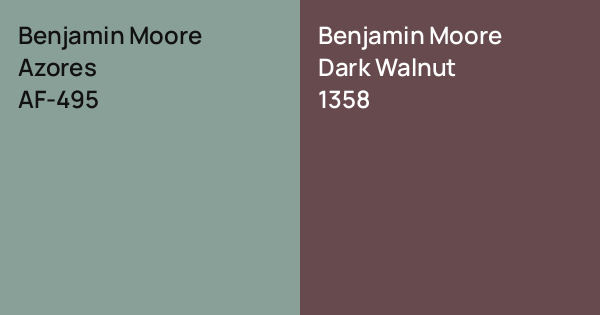 Benjamin Moore Azores vs. Benjamin Moore Dark Walnut comparison