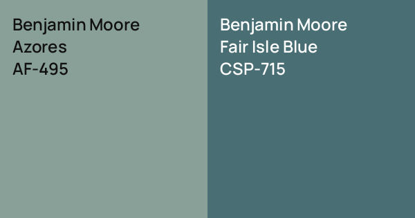 Benjamin Moore Azores vs. Benjamin Moore Fair Isle Blue comparison