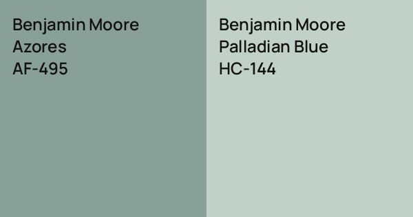 Benjamin Moore Azores vs. Benjamin Moore Palladian Blue comparison