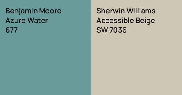 Benjamin Moore Azure Water vs. Sherwin Williams Accessible Beige comparison