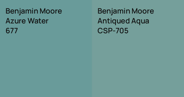 Benjamin Moore Azure Water vs. Benjamin Moore Antiqued Aqua comparison