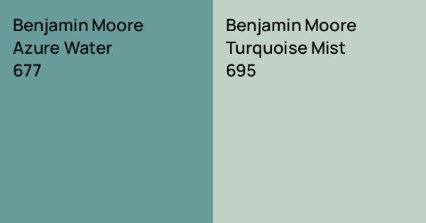 Benjamin Moore Azure Water vs. Benjamin Moore Turquoise Mist comparison