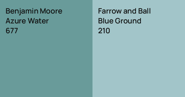 Benjamin Moore Azure Water vs. Farrow and Ball Blue Ground comparison
