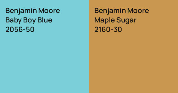 Benjamin Moore Baby Boy Blue vs. Benjamin Moore Maple Sugar comparison