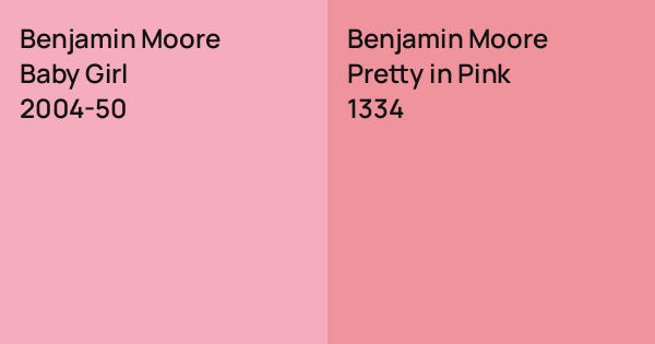Benjamin Moore Baby Girl vs. Benjamin Moore Pretty in Pink comparison