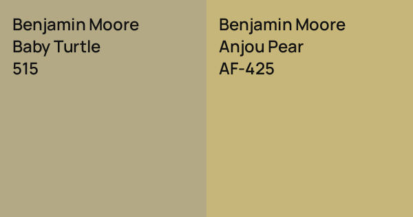 Benjamin Moore Baby Turtle vs. Benjamin Moore Anjou Pear comparison