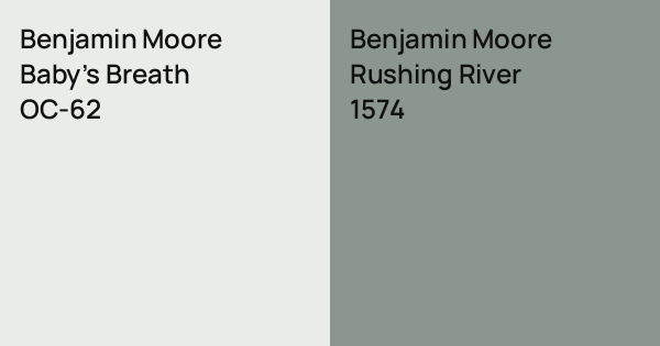 Benjamin Moore Baby's Breath vs. Benjamin Moore Rushing River comparison