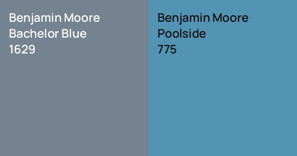 Benjamin Moore Bachelor Blue vs. Benjamin Moore Poolside comparison