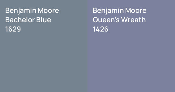 Benjamin Moore Bachelor Blue vs. Benjamin Moore Queen's Wreath comparison