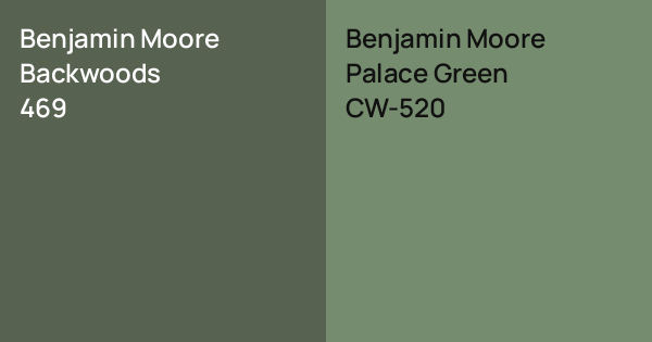 Benjamin Moore Backwoods vs. Benjamin Moore Palace Green comparison